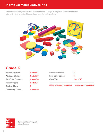 My Math, Grade K, Individual Manipulative Kit