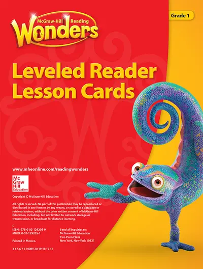 Reading Wonders Leveled Reader Lesson Cards Grade 1