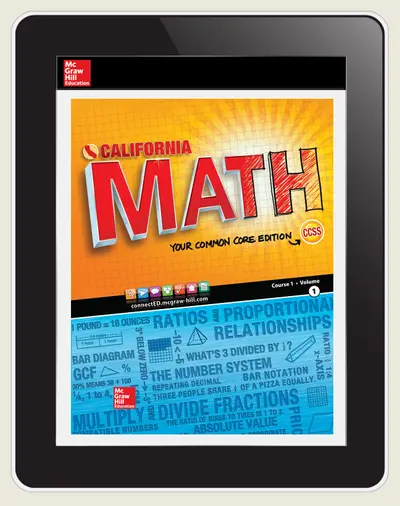 California Glencoe Math, Course 1, eStudent Edition online, 6-year subscription