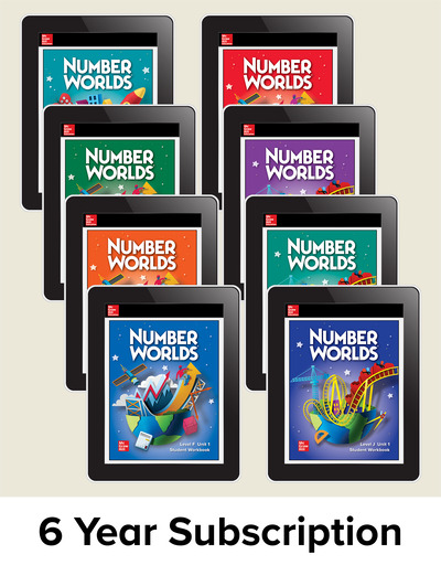 Number Worlds, Levels A-J Student Select English/Spanish digital, 6 ...