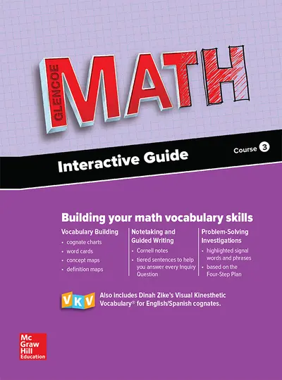 Glencoe Math 2016, Course 3 Interactive Guide for English Learners ...