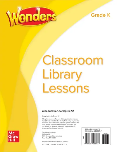 Wonders Classroom Library Lessons Grade K
