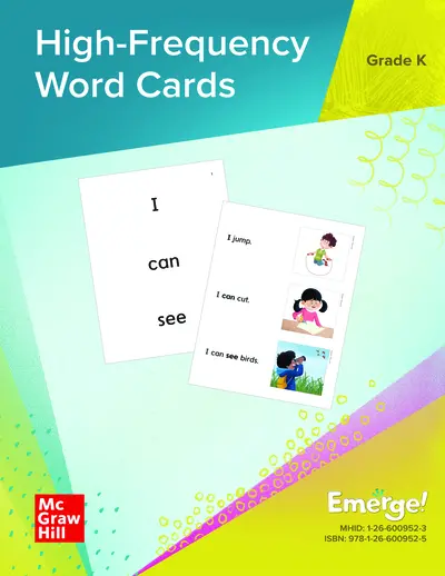 McGraw Hill Literacy Emerge! Grade K High Frequency Word Cards